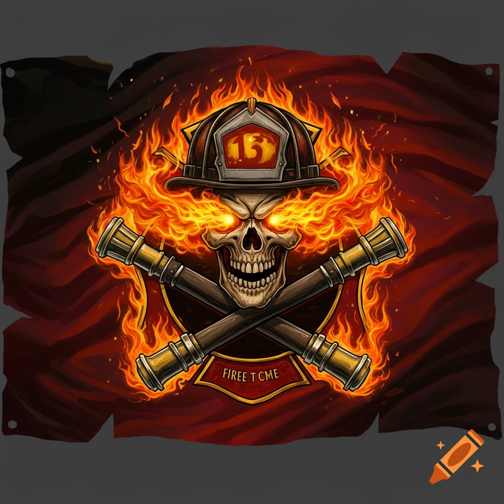 Firefighter Jolly Roger Flag on Craiyon