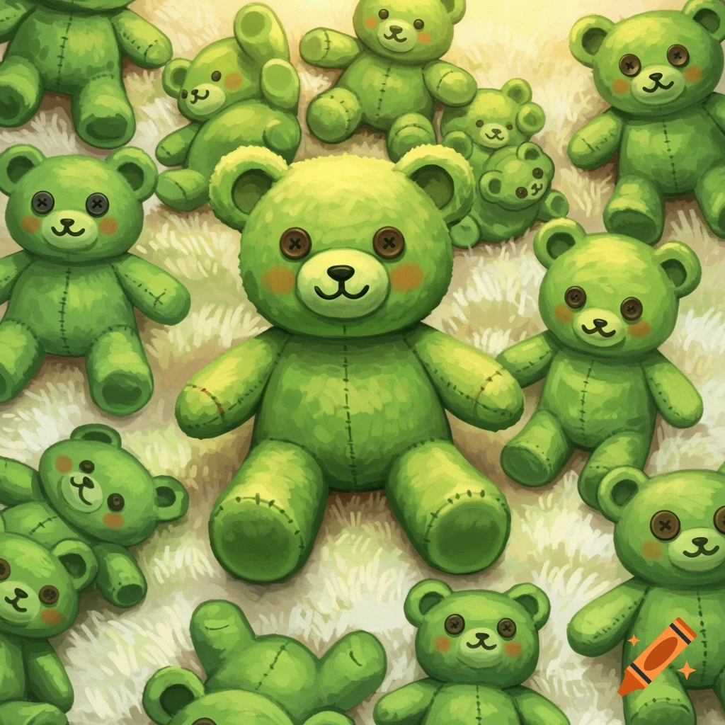 Green bear plushes on Craiyon