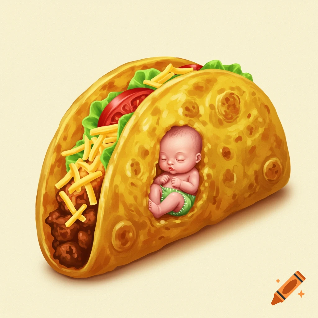 Cartoon unicorn with a taco body floats in a pastel sky on Craiyon