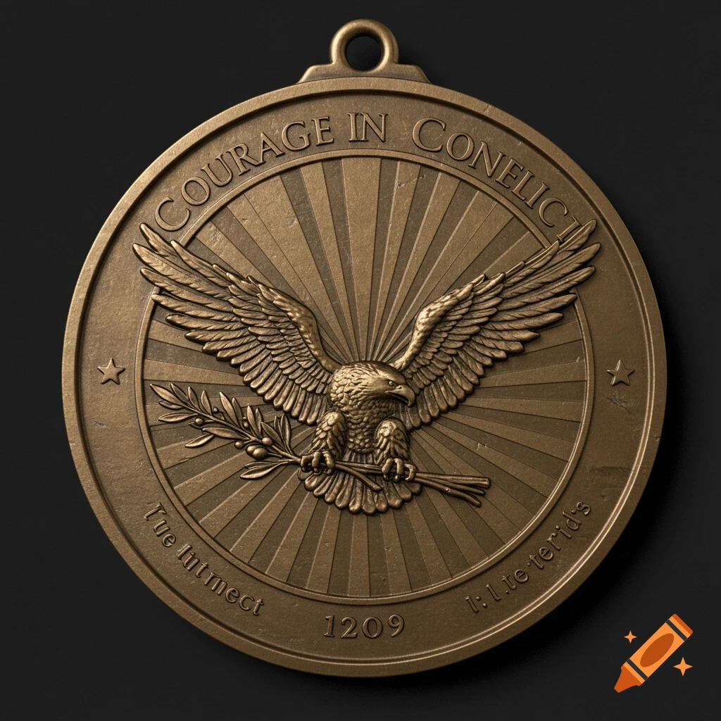 Design concept for a medal featuring an eagle and the inscription ...