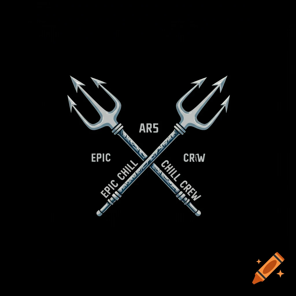 Logo with crossing tridents, "AR5" and "Epic Chill Crew" on Craiyon