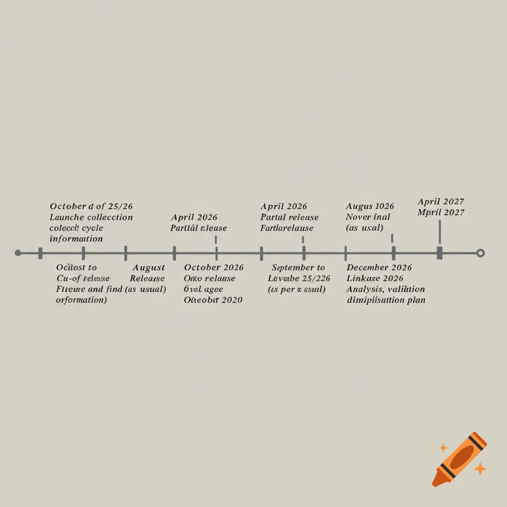 Timeline from October 2025 to April 2027 showing collection cycle ...