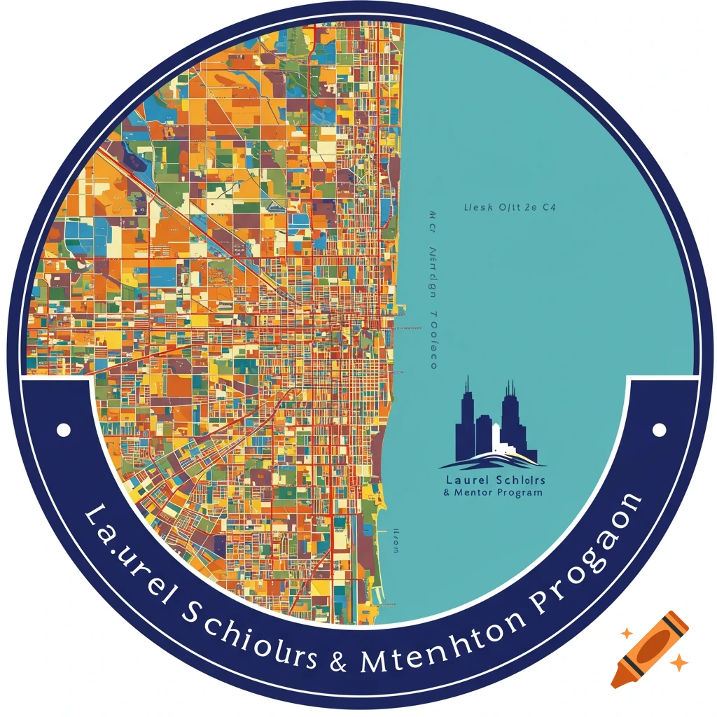 Circular graphic of Chicago map and Lake Michigan for Laurel Scholars ...