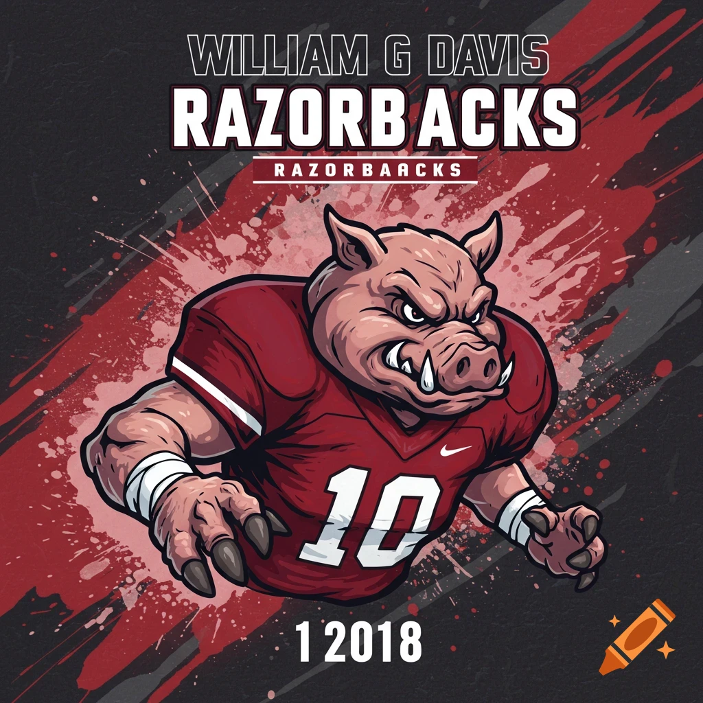William G Davis Razorbacks yearbook cover on Craiyon