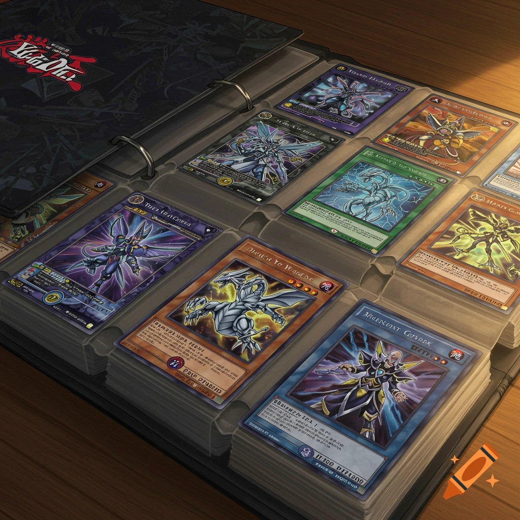 A person's hands open a holographic pack, revealing a cartoon monster trading card. Other cards ...