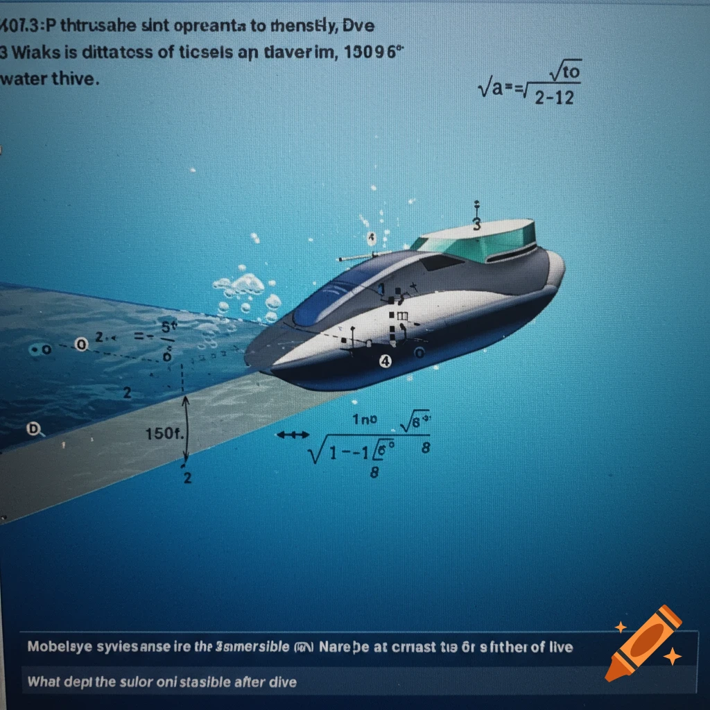 Math problem illustration with submersible diving on Craiyon
