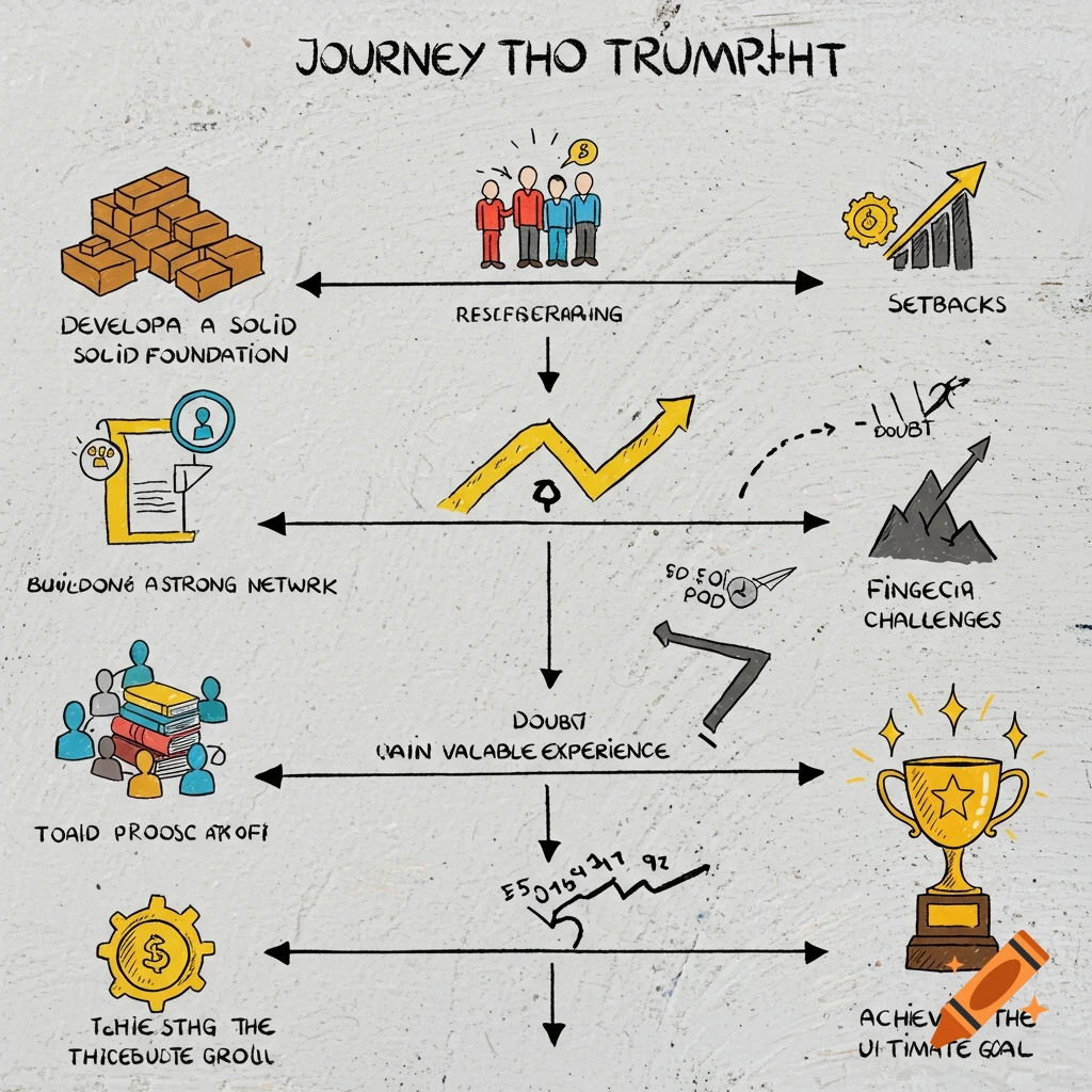 Timeline illustration towards a goal with milestones and obstacles. on ...