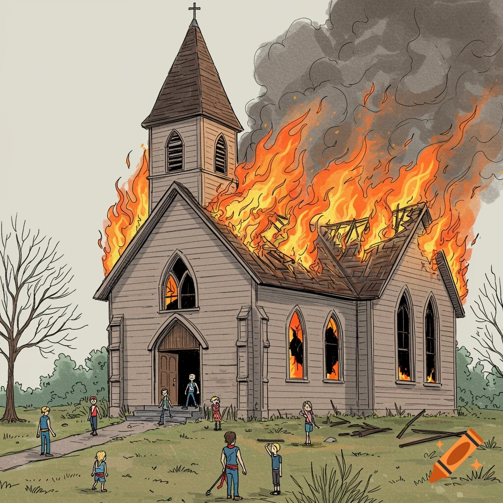 Simple sketch illustration of a church facade with a person walking by ...