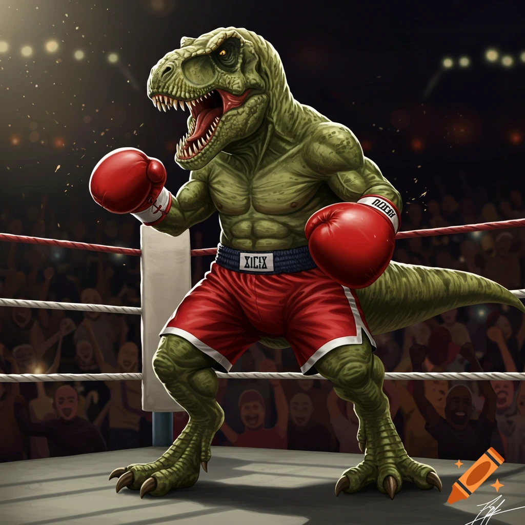 Cartoon beaver wearing pink boxing gloves in a boxing ring with an ...