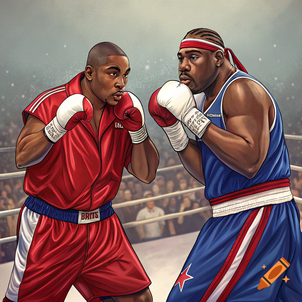 Trump and Biden boxing on Craiyon