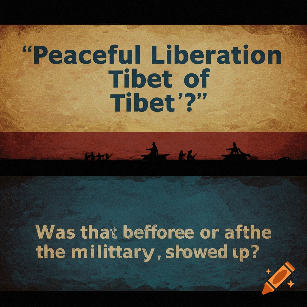 Satirical text about the 'Peaceful Liberation of Tibet' on Craiyon