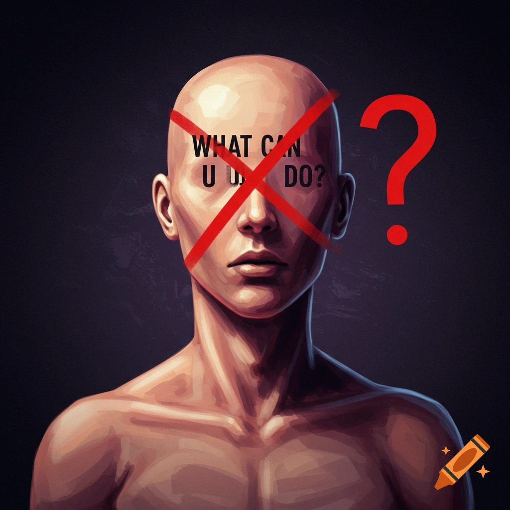 Human figure without a face and a question mark on Craiyon