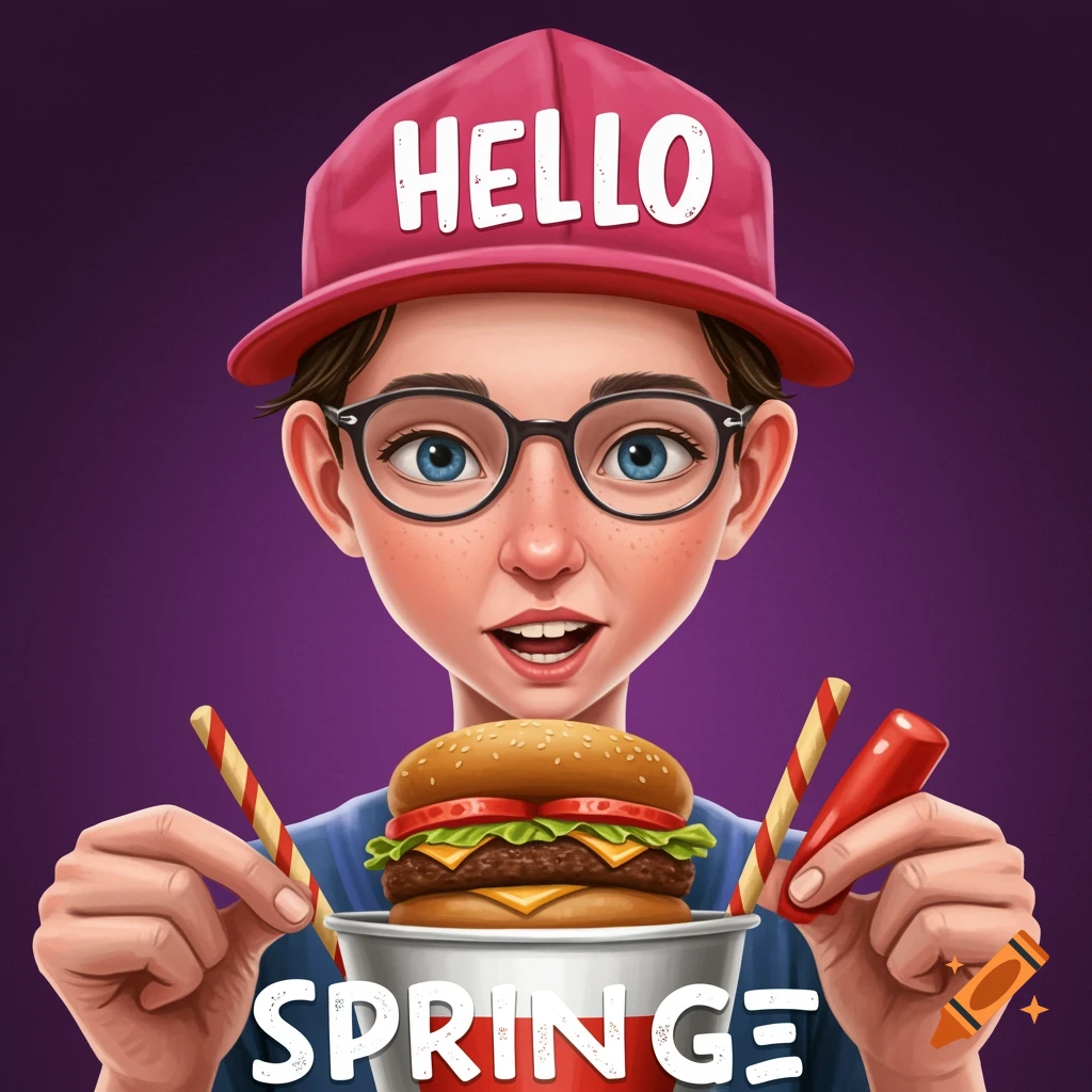 Flyer for a work spring event with burgers and games on Craiyon