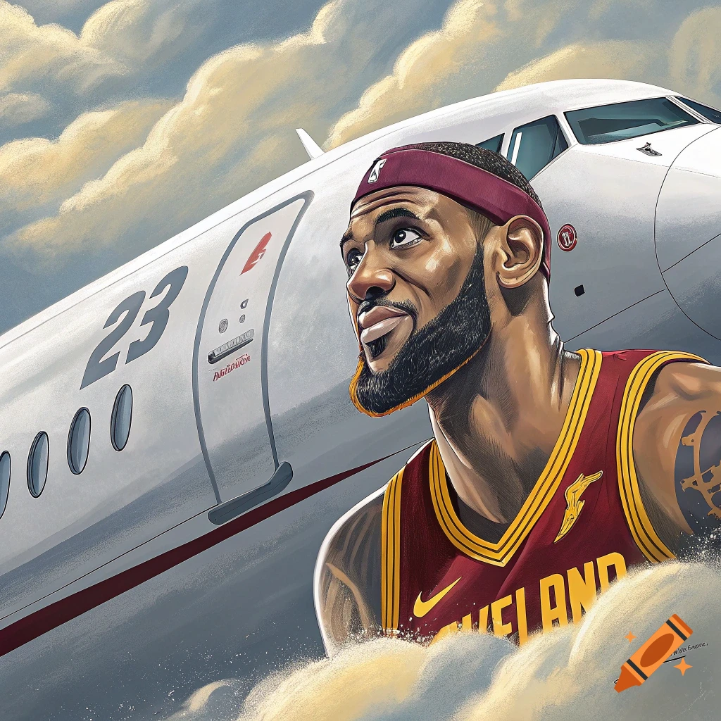 Space shuttle with LeBron James' face painted on it on Craiyon