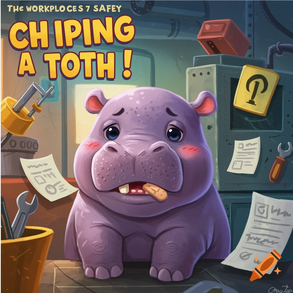 Baby pygmy hippo Moo Deng workplace poster on Craiyon