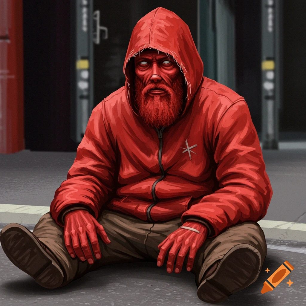 Homeless man on crutches dancing in a dark alley on Craiyon