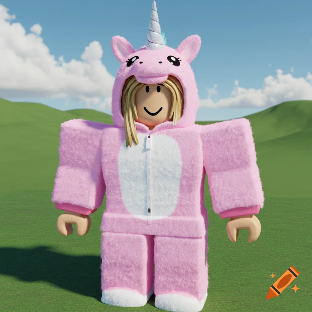 Roblox template of a pink unicorn onesie on Craiyon