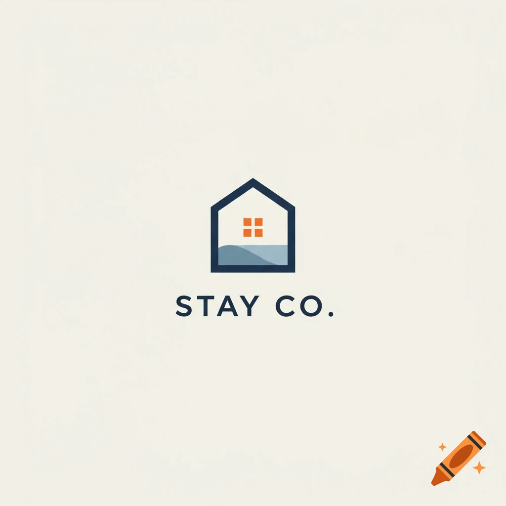 Minimalist logo featuring a house shape with a wave inside and the text ...