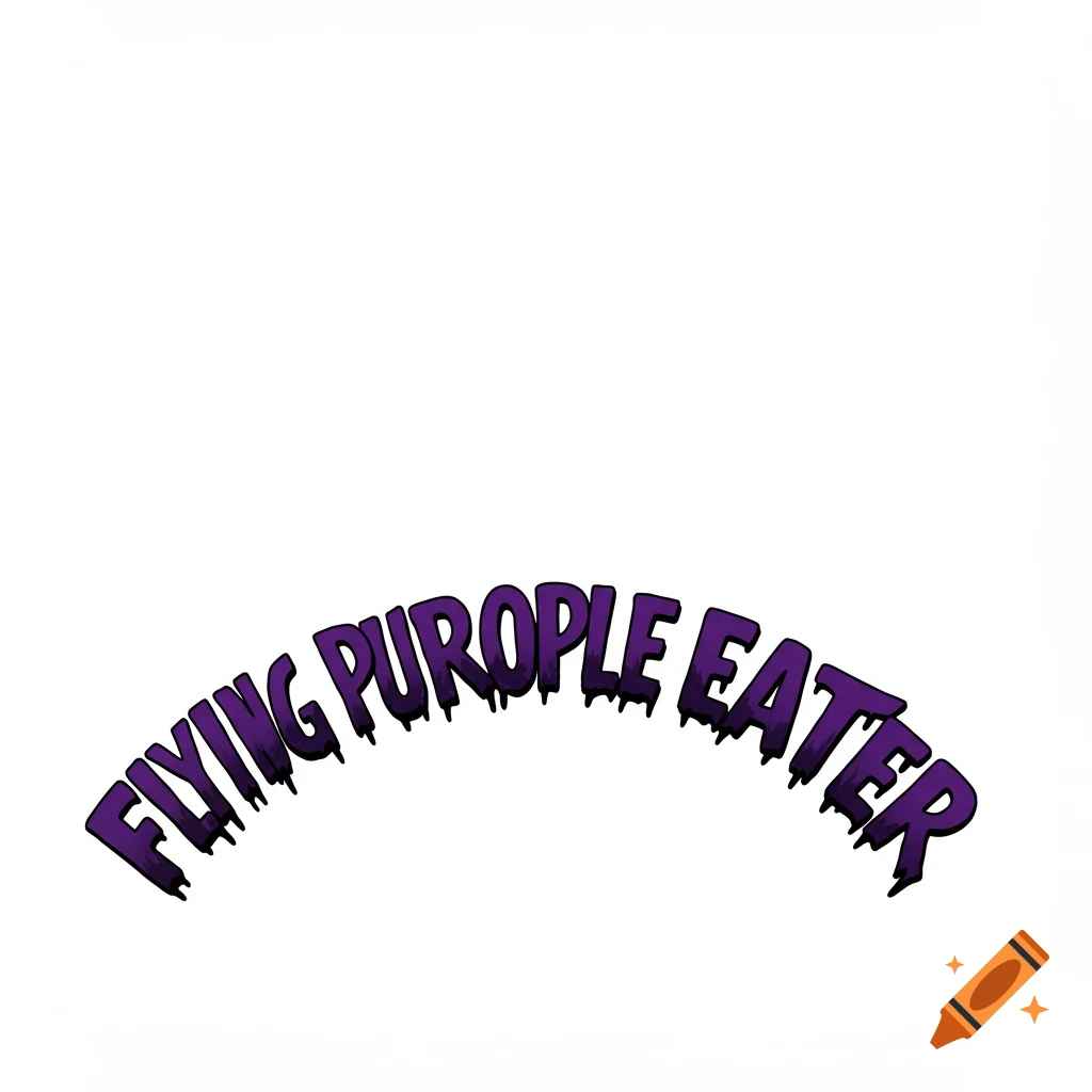 "Flying Purple People Eater" text in purple and black font on Craiyon