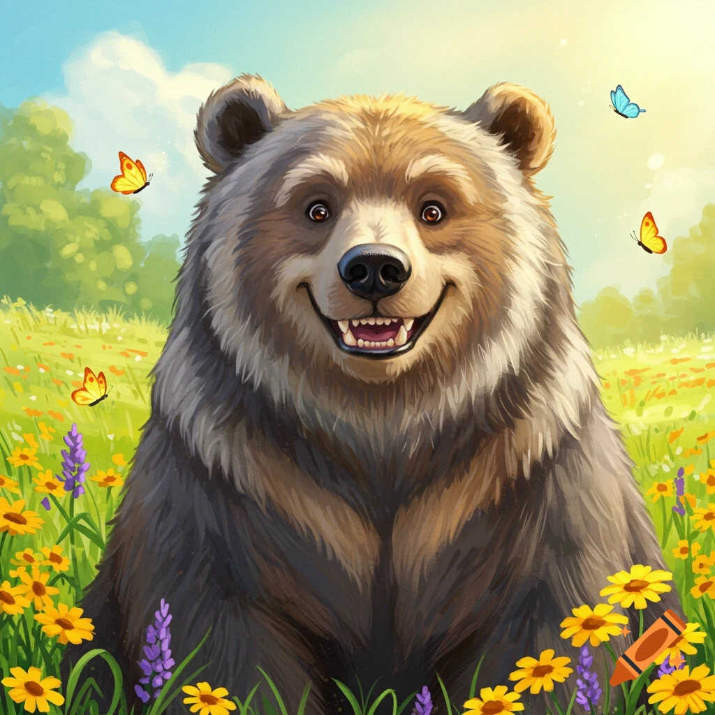 Animated bear illustration on Craiyon