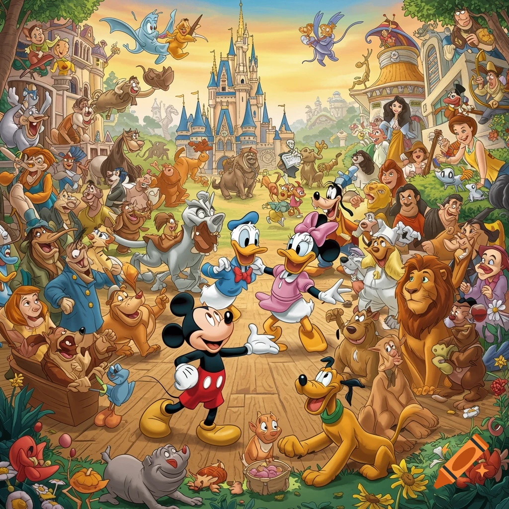 Disney characters together on Craiyon
