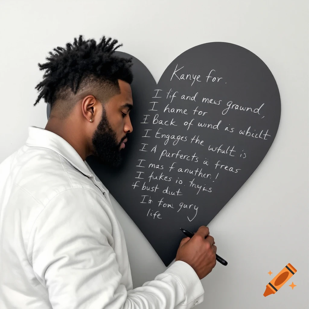 Kanye West writing a list on Craiyon