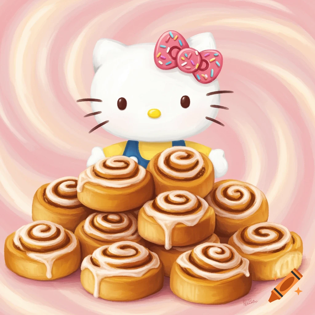 A Hello Kitty face shaped cookie with pink icing bow, sprinkles, and ...