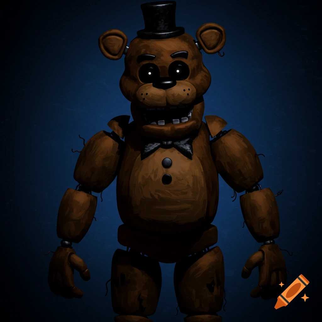 Freddy Fazbear with distorted features on Craiyon