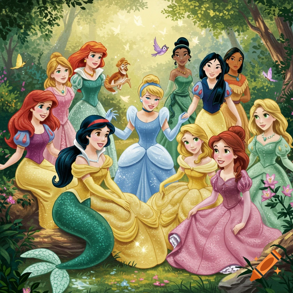 Disney princesses together on Craiyon