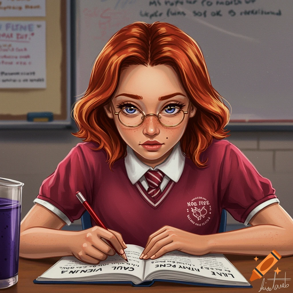 High school science fair scene with teacher Ms. Apple Scotch. on Craiyon