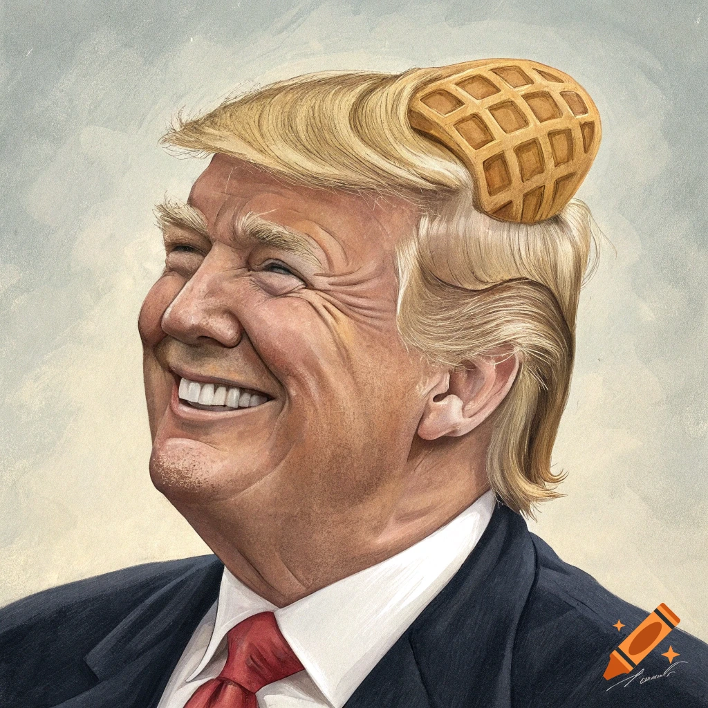 President Trump with waffle head on Craiyon