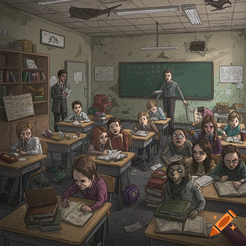 Elementary school teacher teaching math with hands-on activities on Craiyon