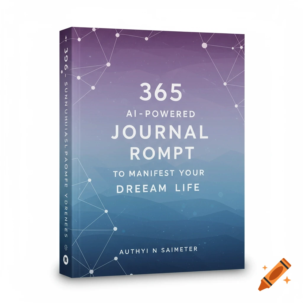 Book cover PDF for '365 AI-Powered Journal Prompts to Manifest Your Dream Life' on Craiyon