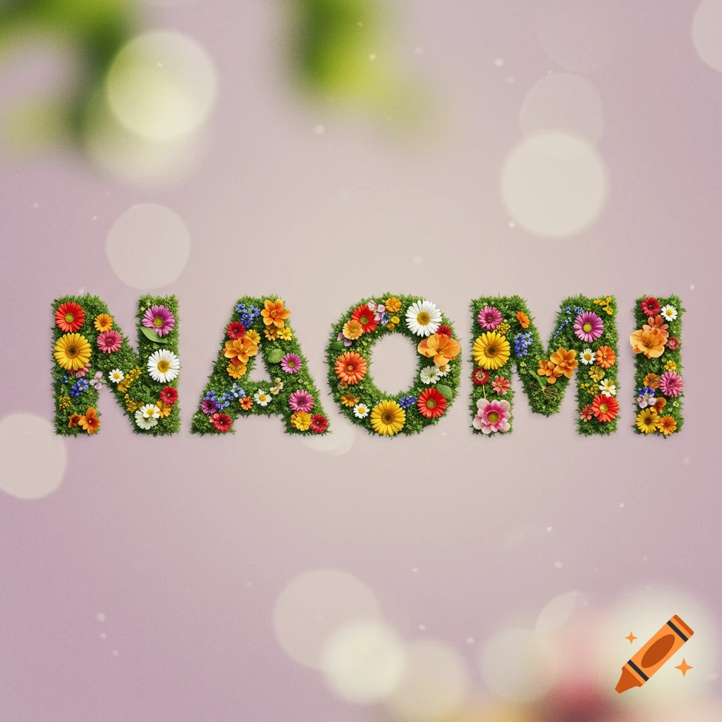 Green leafy letters CMGJ surrounded by colorful flowers and hearts on a ...