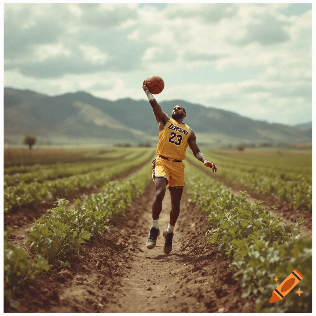Lebron James as an 8-year-old playing basketball on a potato farm in ...