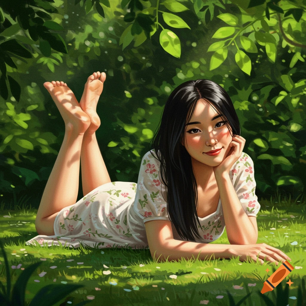 Beautiful woman laying down on Craiyon