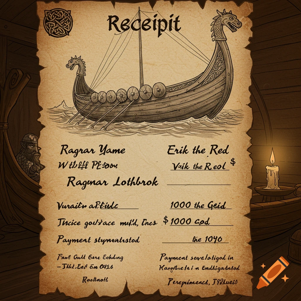 Viking yacht purchase receipt showing credit card ending 0426 on Craiyon