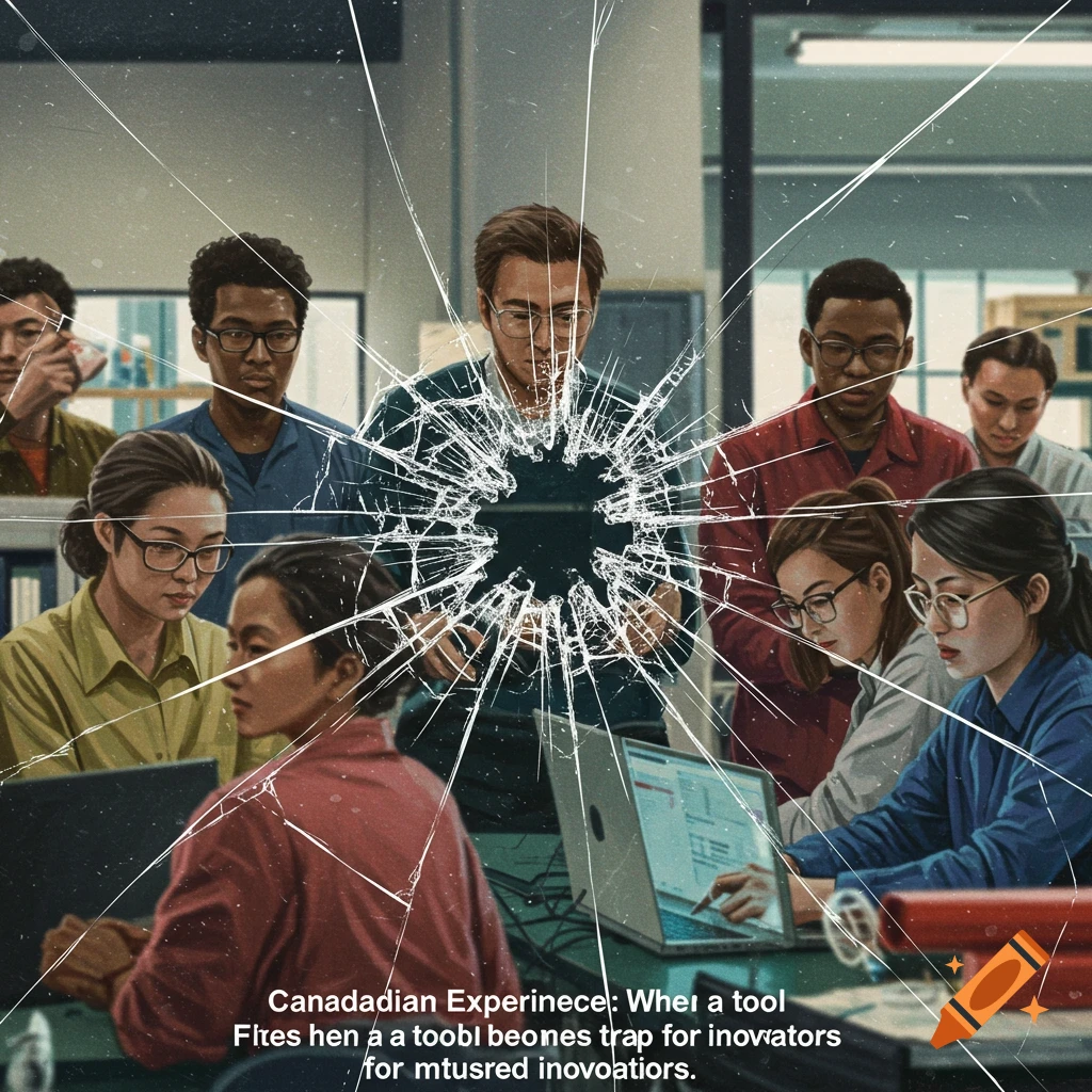 Diverse workforce with broken filter graphic overlay and text about ...