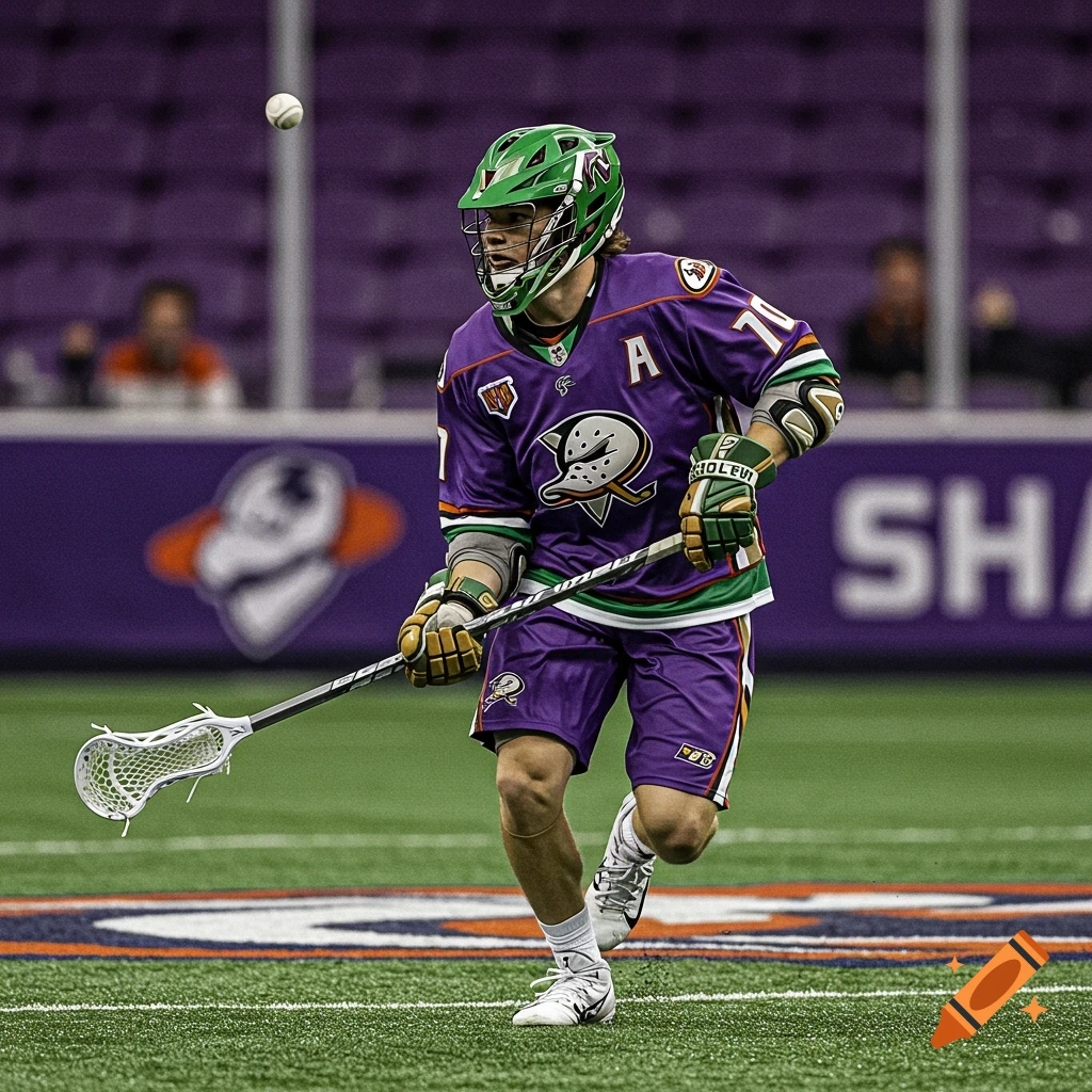 Lacrosse player scores a goal in Anaheim Ducks-inspired uniform with ...