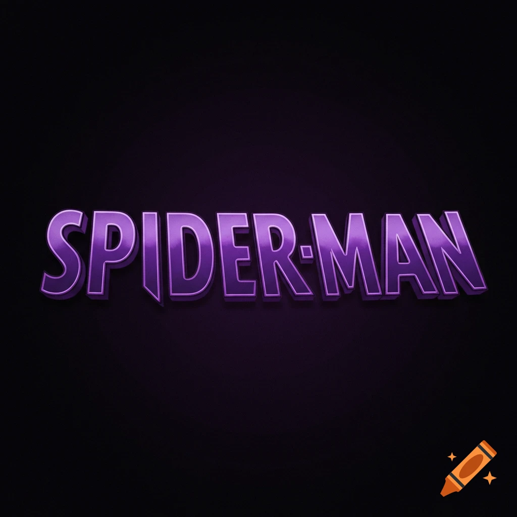 Spider-Man letters spelled out in purple on Craiyon
