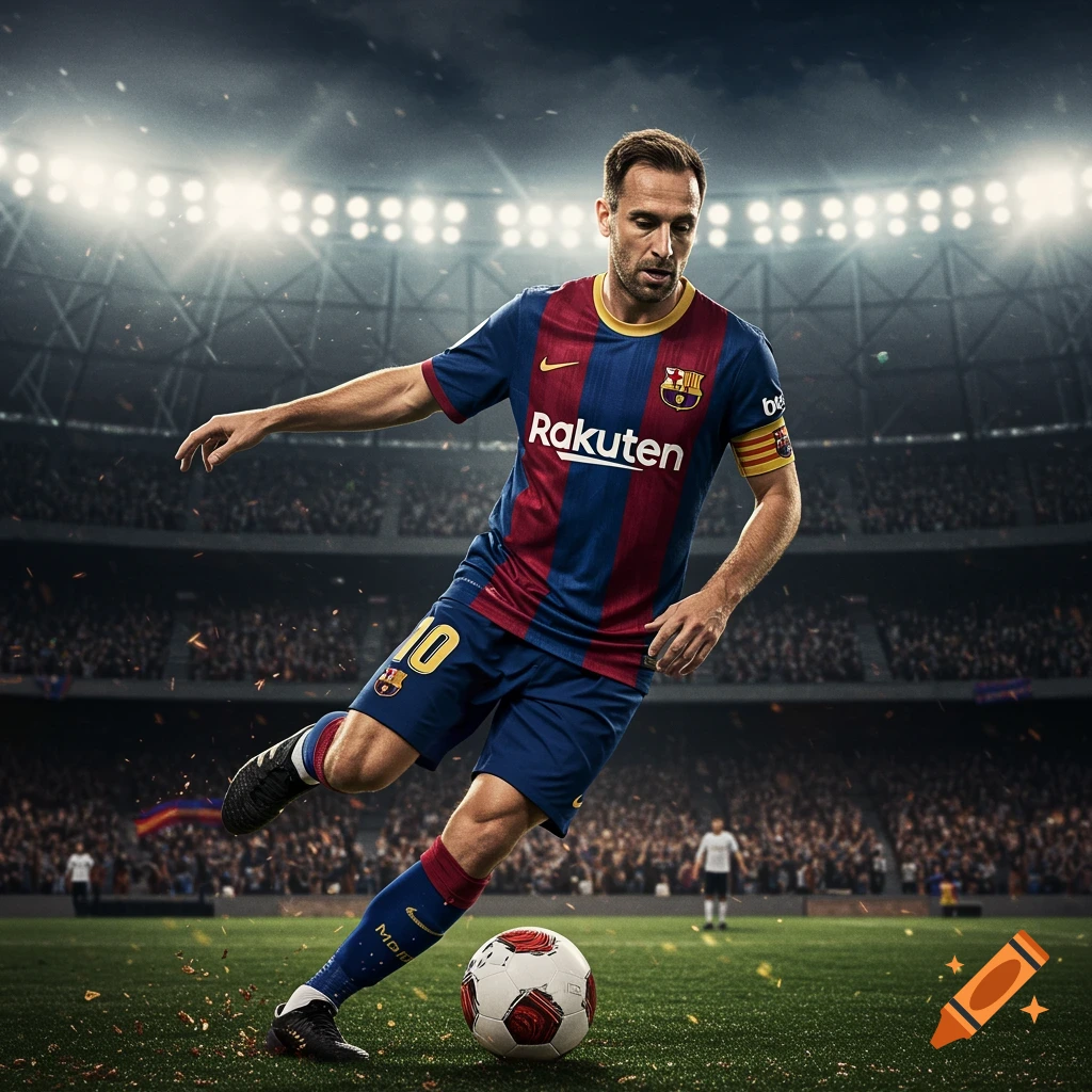 Photorealistic depiction of Cristiano Ronaldo and Lionel Messi facing ...