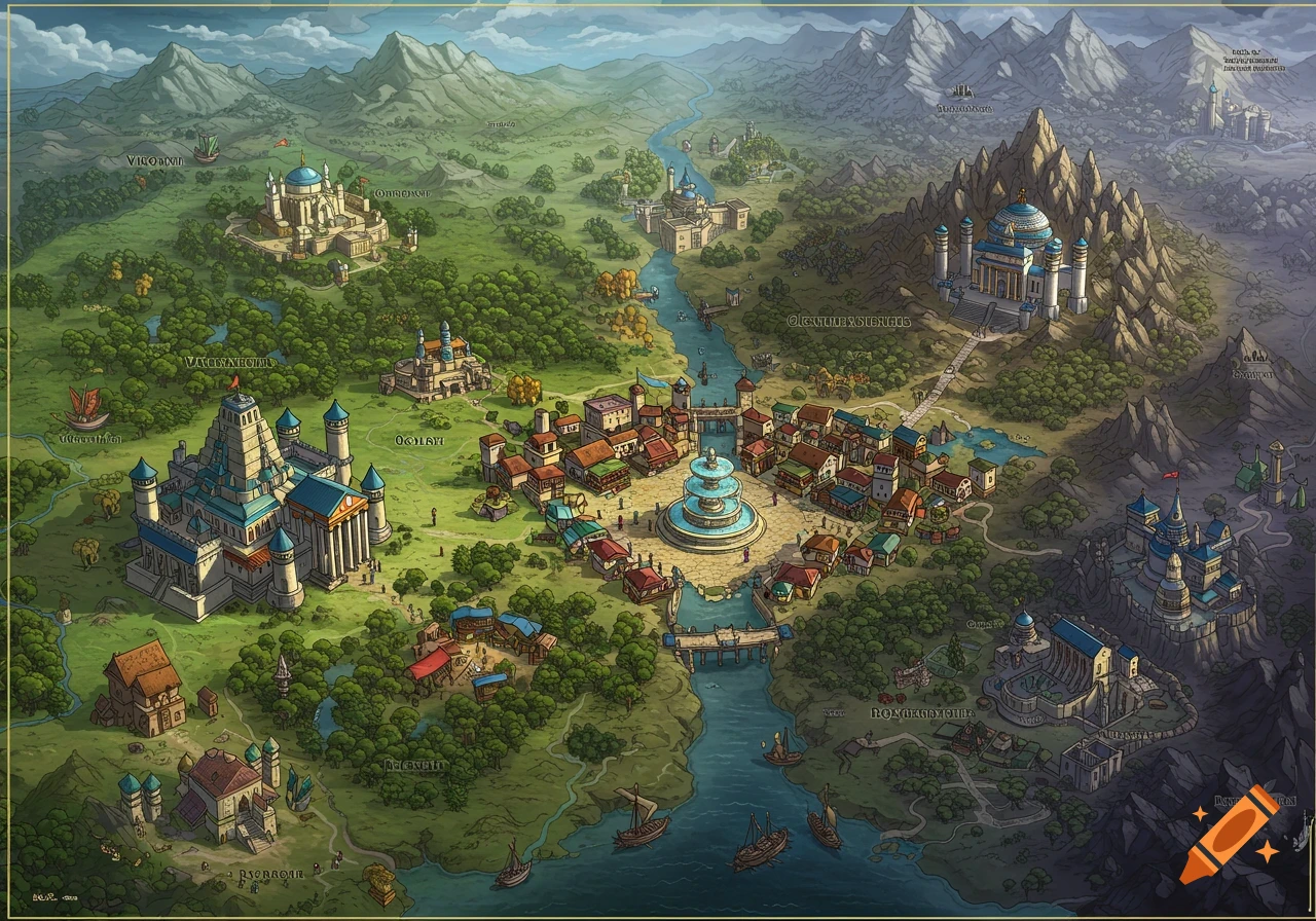 Fantasy map of a barony on Craiyon