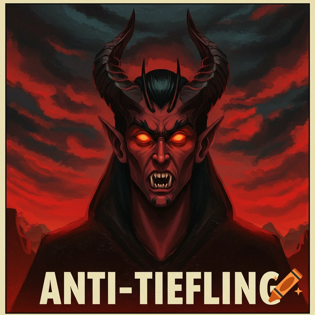 Dark fantasy painting of a red-skinned demon with horns smoking a ...