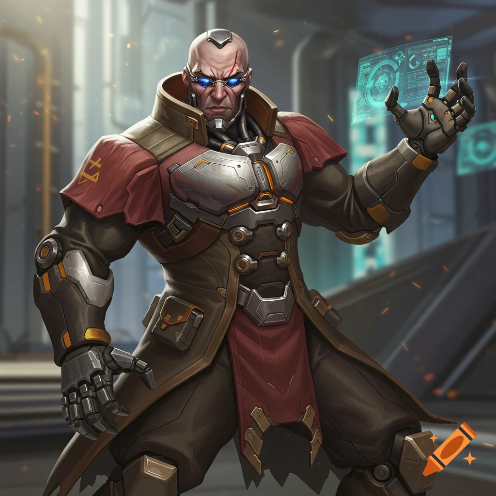 Concept art of a stylish warhammer 40k gang boss on Craiyon