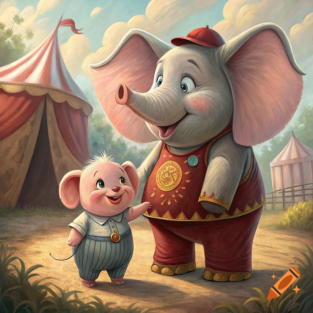 Dumbo the Elephant and John Pork on Craiyon