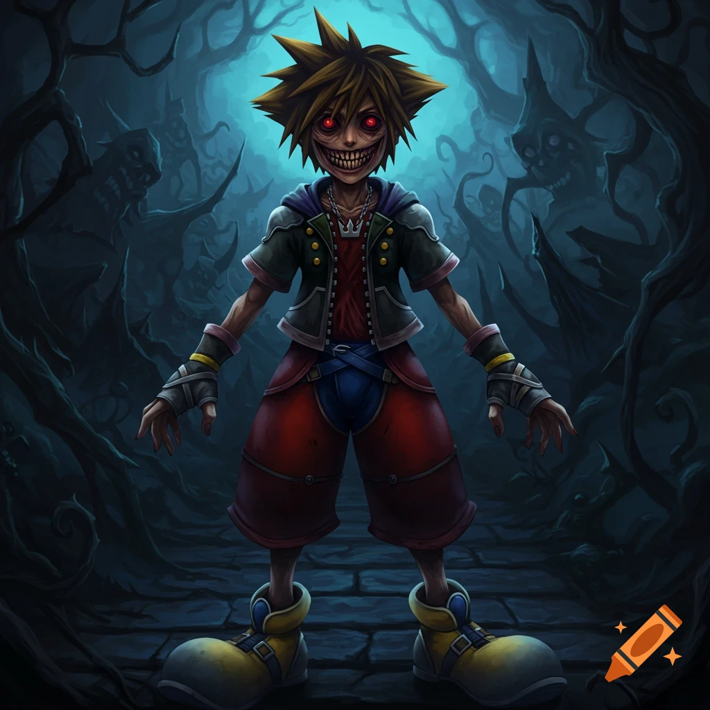 Stylized 3D render of Sora from Kingdom Hearts holding his keyblade on ...