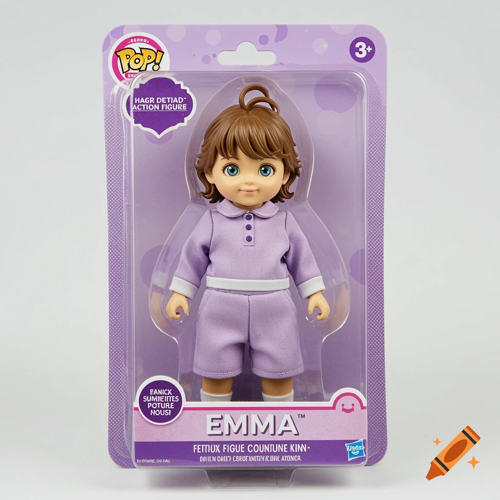 Photorealistic action figure of Emma, a toddler girl, in collector's ...