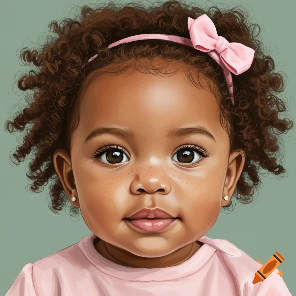 Baby girl with round face, cleft chin, curly brown hair, and hazel eyes ...