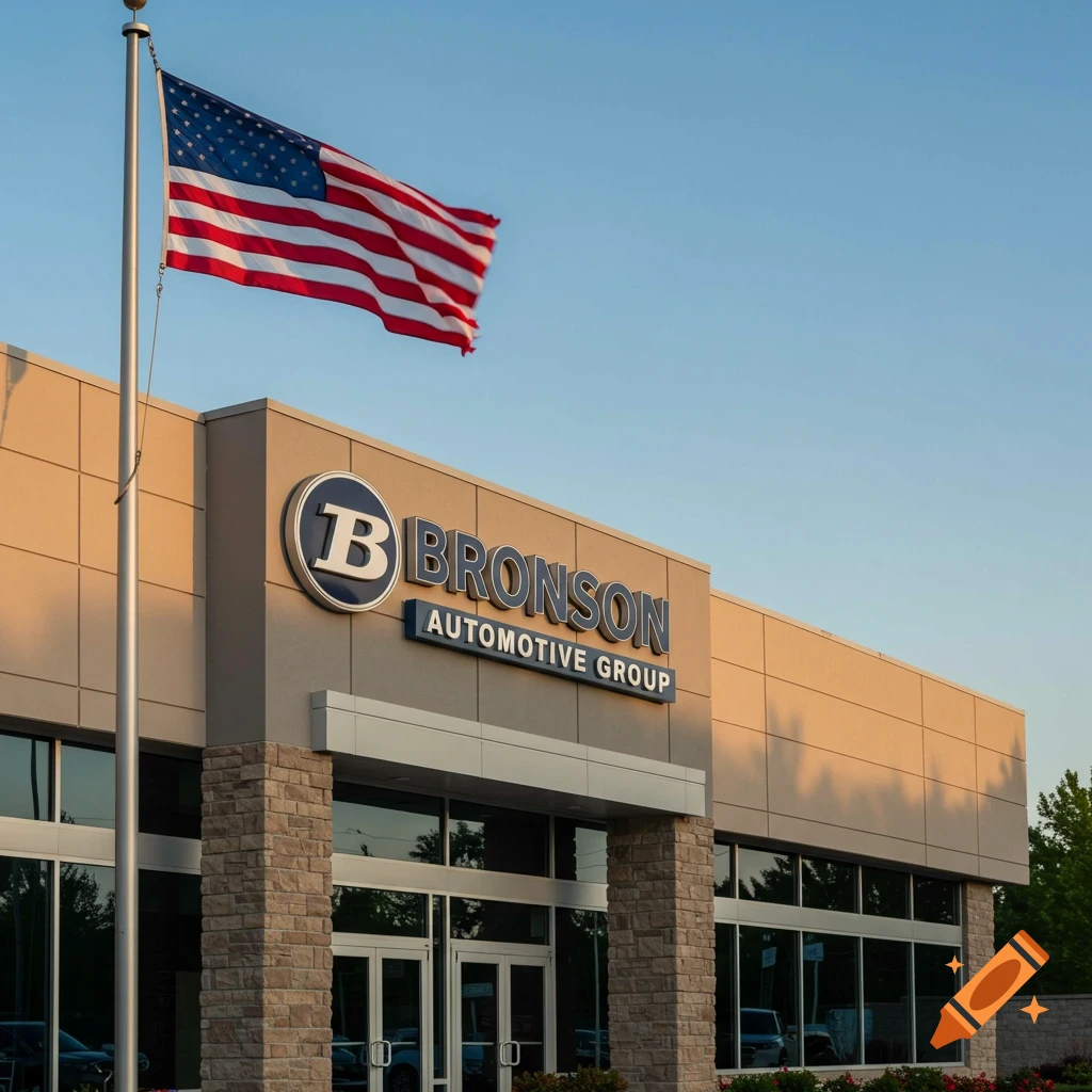 Bronson Automotive Group logo with American flag on Craiyon
