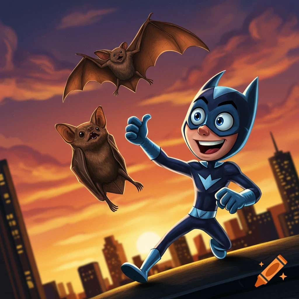 Cartoon Batman Flying